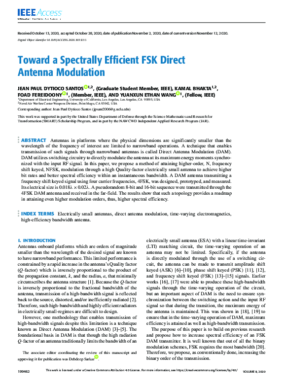 (PDF) Toward a Spectrally Efficient FSK Direct Antenna Modulation