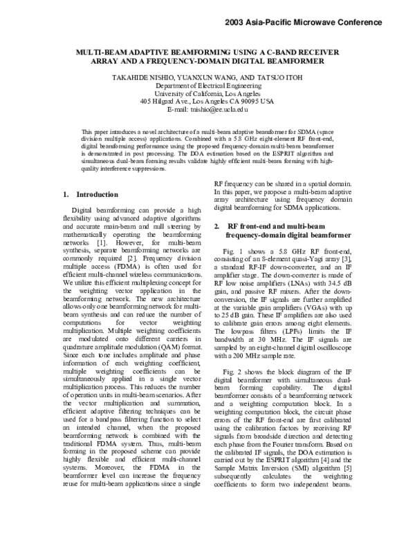 (PDF) Multi-Beam Adaptive Beamforming Using a C-Band Receiver Array and a Frequency-Domain ...