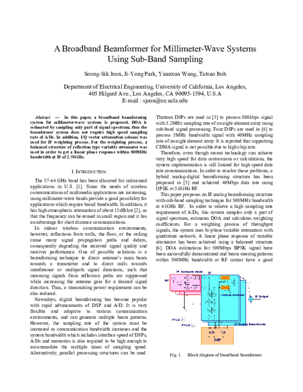 (PDF) A broadband beamformer for millimeter-wave systems using sub-band ...