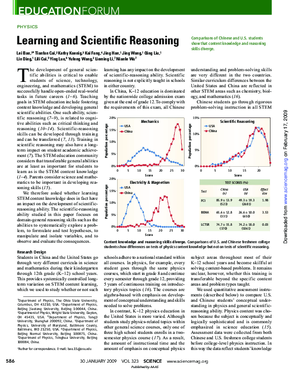 (PDF) Learning and Scientific Reasoning