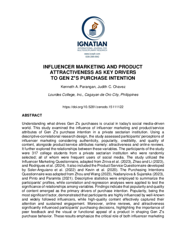 (PDF) INFLUENCER MARKETING AND PRODUCT ATTRACTIVENESS AS KEY DRIVERS TO ...