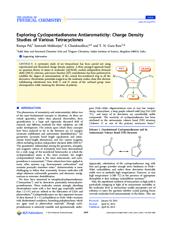 (PDF) Exploring Cyclopentadienone Antiaromaticity: Charge Density Studies of Various Tetracyclones