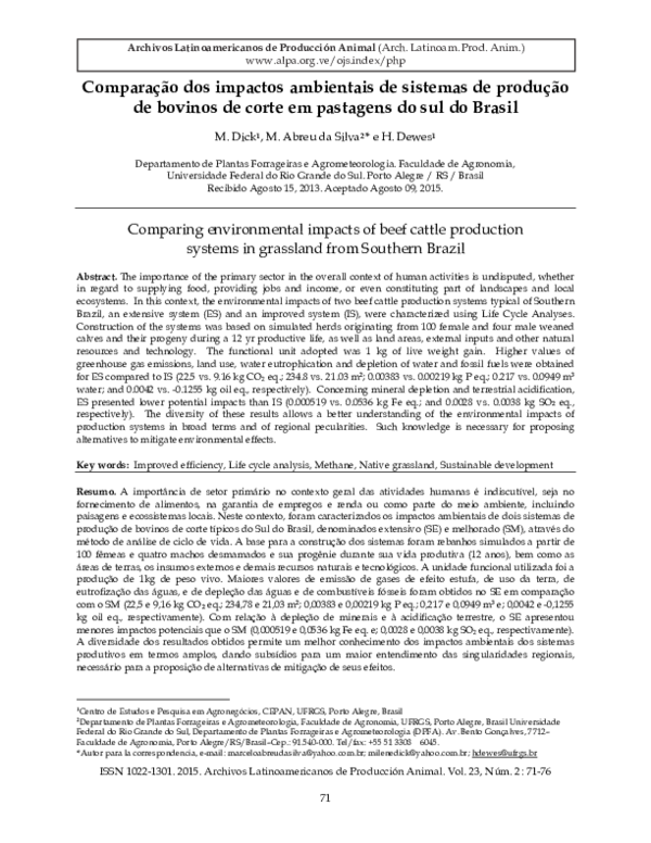 (PDF) Comparing environmental impacts of beef cattle production systems ...