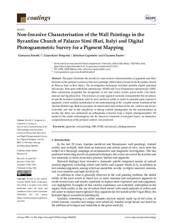 (PDF) Non-Invasive Characterisation of the Wall Paintings in the ...