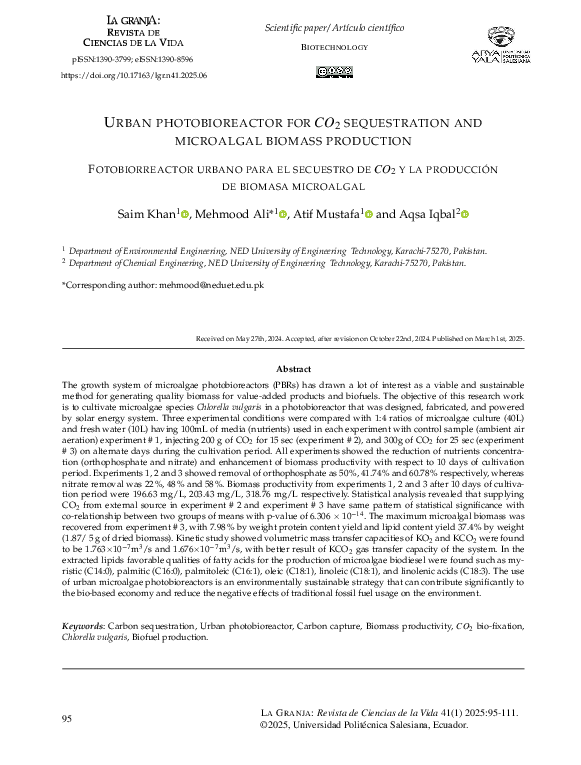 (PDF) URBAN PHOTOBIOREACTOR FOR CO2 SEQUESTRATION AND MICROALGAL BIOMASS PRODUCTION