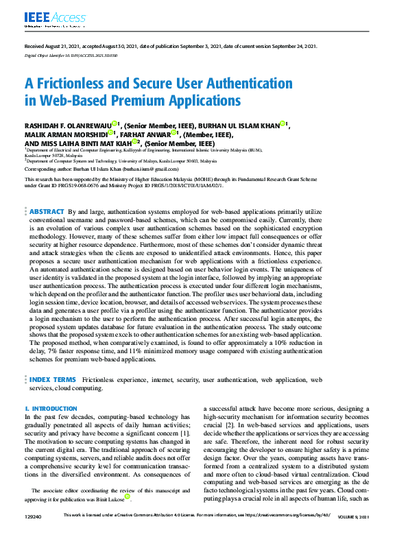 (PDF) A Frictionless and Secure User Authentication in Web-Based ...