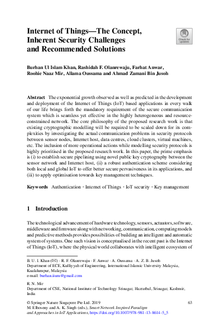 (PDF) Internet of Things—The Concept, Inherent Security Challenges and ...