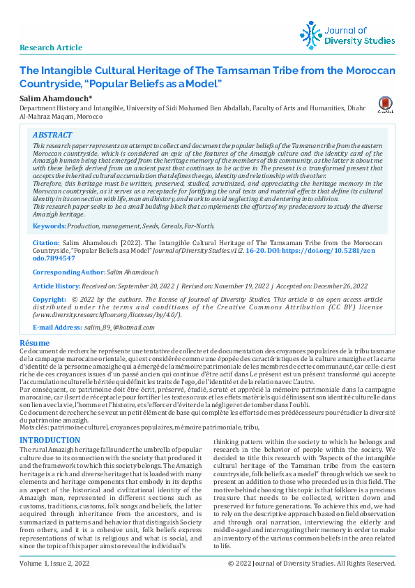 (PDF) The Intangible Cultural Heritage of The Tamsaman Tribe from the ...