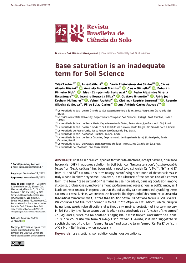 (PDF) Response to Letter to the Editor on “Base saturation is an ...