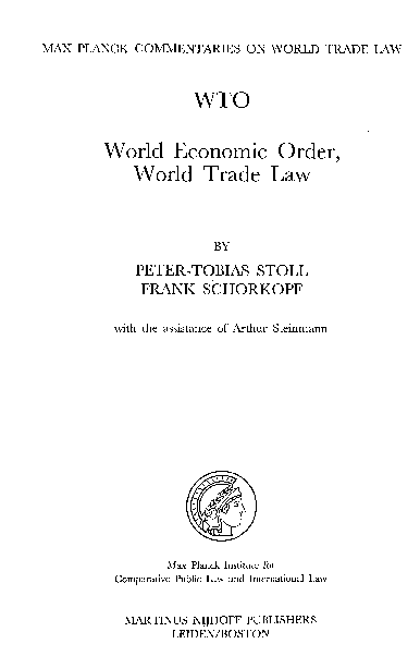 (PDF) WTO - World Economic Order, World Trade Law