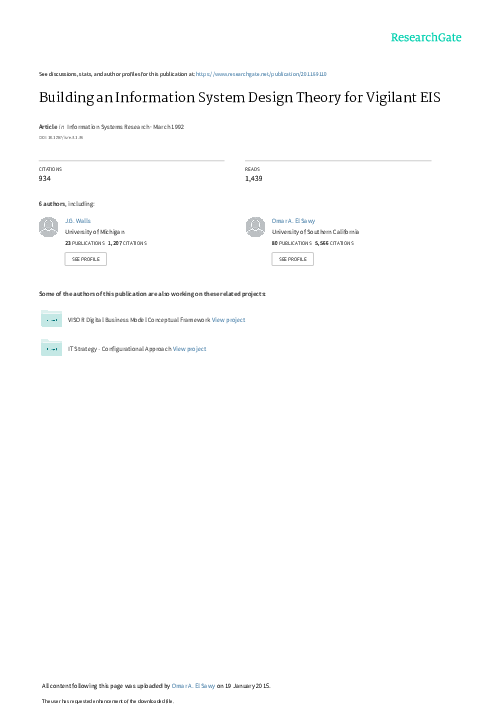 (PDF) Building an Information System Design Theory for Vigilant EIS