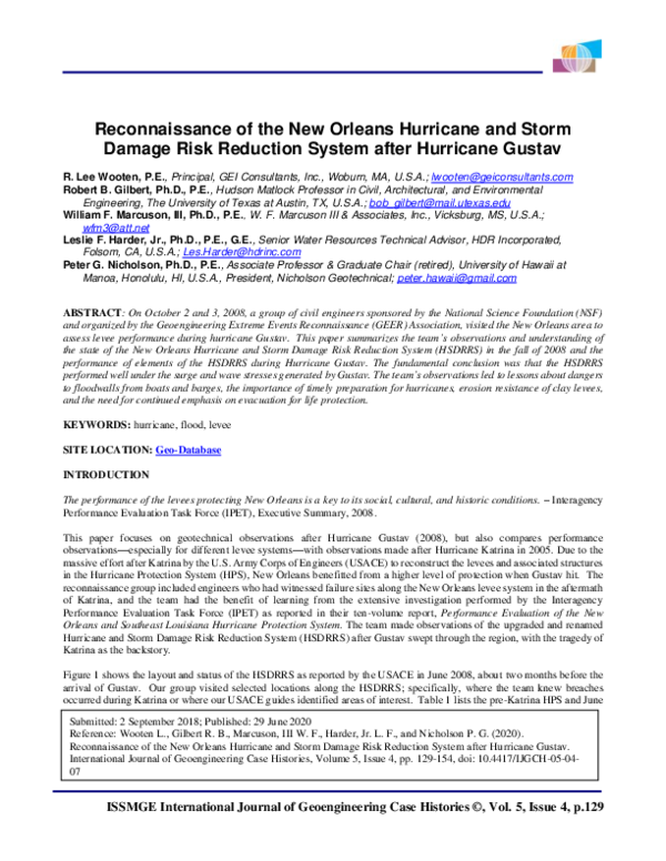 (PDF) Reconnaissance of the new orleans hurricane and storm damage risk ...