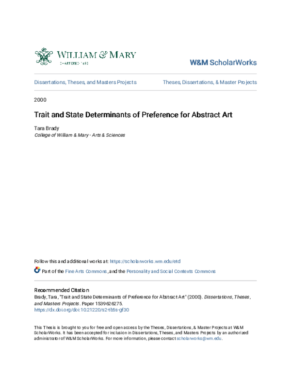 (PDF) Trait And State Determinants Of Preference For Abstract Art