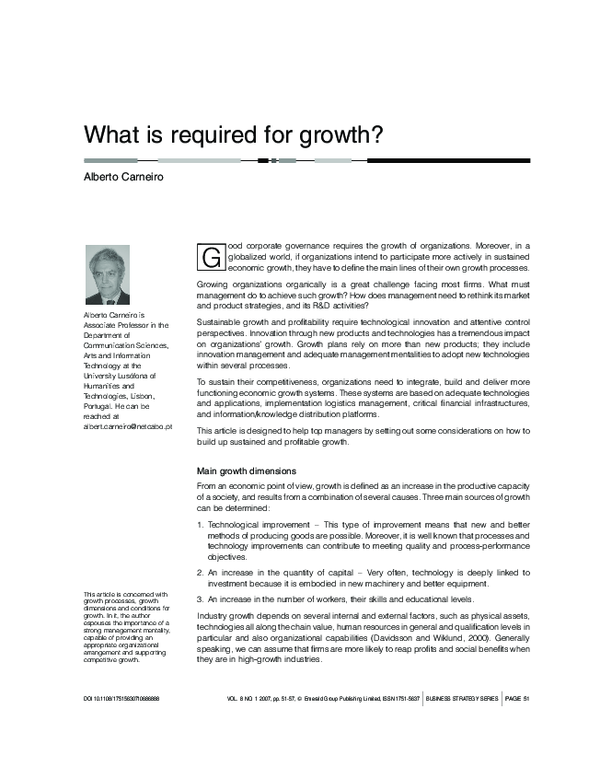 (PDF) What is required for growth?