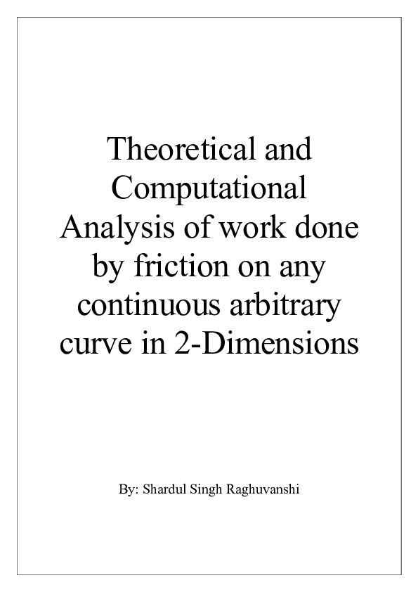 (PDF) Theoretical and Computational Analysis of work done by friction ...