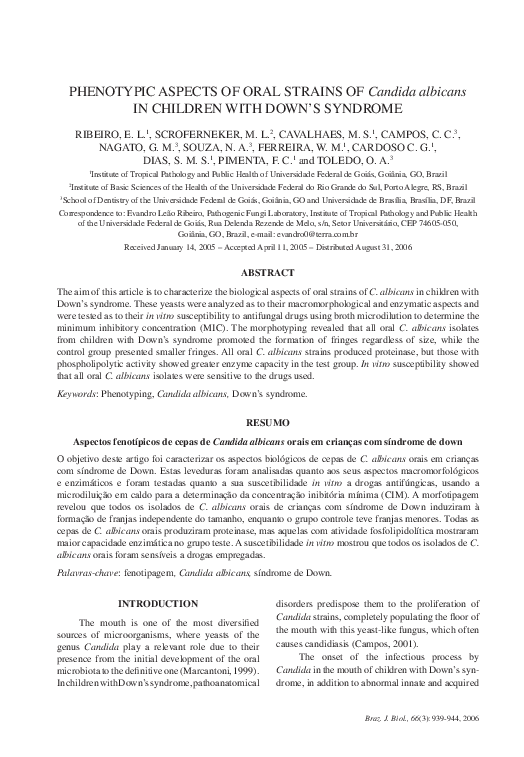 (PDF) Phenotypic aspects of oral strains of Candida albicans in ...