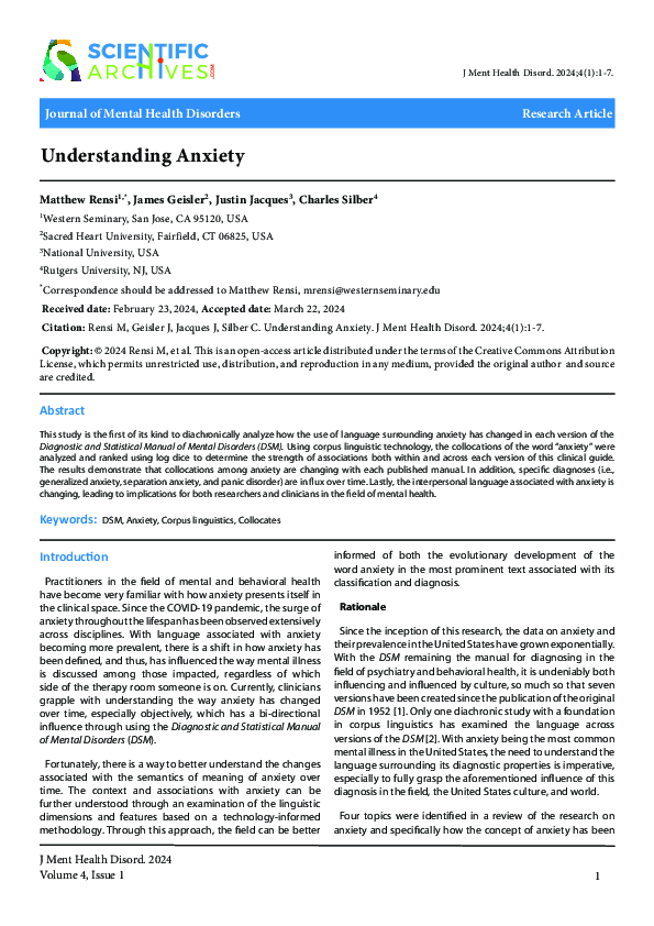 (PDF) Understanding Anxiety