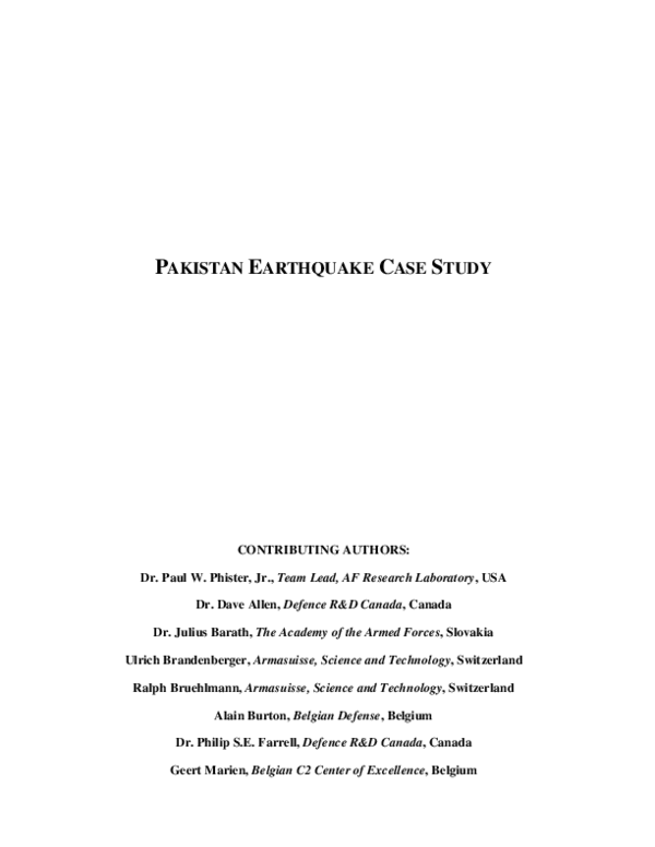 (PDF) Pakistan Earthquake Case Study