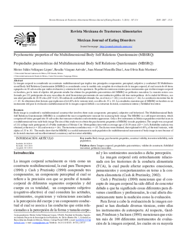 (PDF) Psychometric properties of the Multidimensional Body Self ...