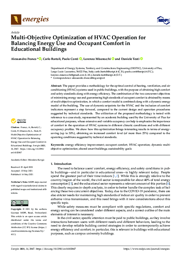 (PDF) Multi-Objective Optimization of HVAC Operation for Balancing ...