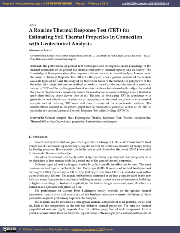 (PDF) A Routine Thermal Response Test (TRT) for Estimating Soil Thermal ...