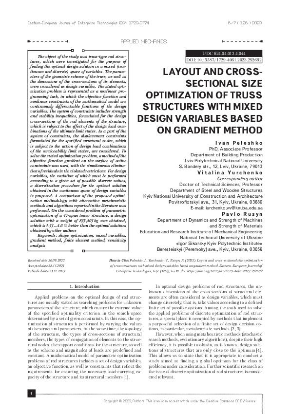 (PDF) Layout and cross-sectional size optimization of truss structures with mixed design ...