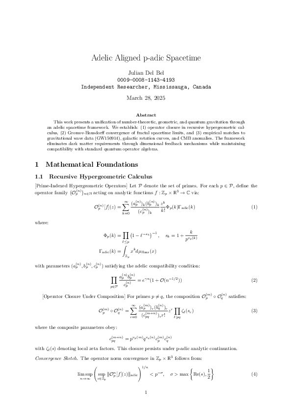 (PDF) Adelic Aligned p-adic Spacetime