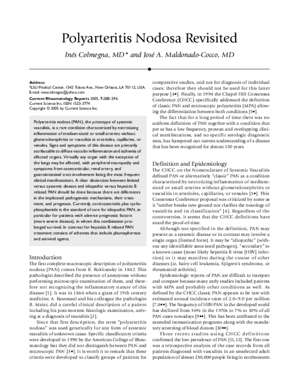 (PDF) Polyarteritis nodosa revisited