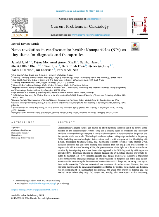(PDF) Nano revolution in cardiovascular health: Nanoparticles (NPs) as ...
