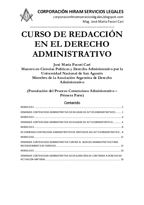 (PDF) MODELOS CURSO REDACCIÓN POSTULACIÓN PROCESO I - AUTOR JOSÉ MARÍA PACORI CARI