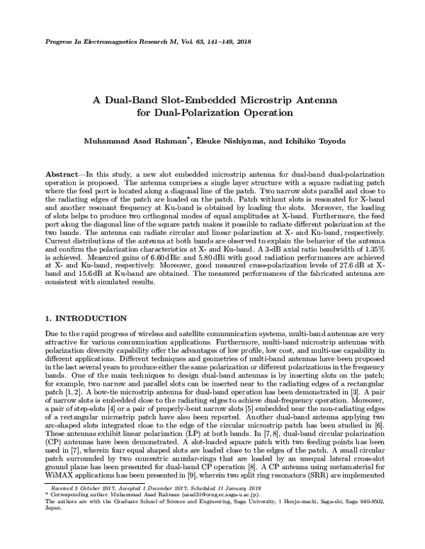 (PDF) A Dual-Band Slot-Embedded Microstrip Antenna for Dual ...