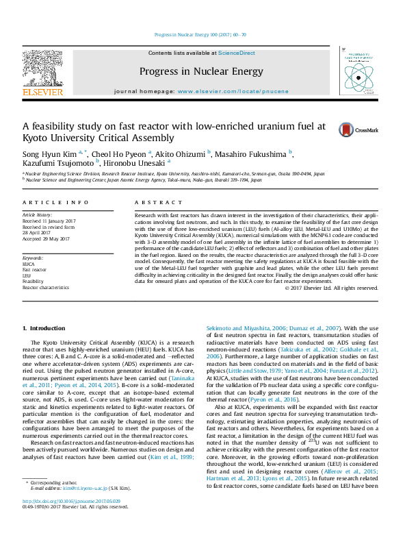 (PDF) A feasibility study on fast reactor with low-enriched uranium ...