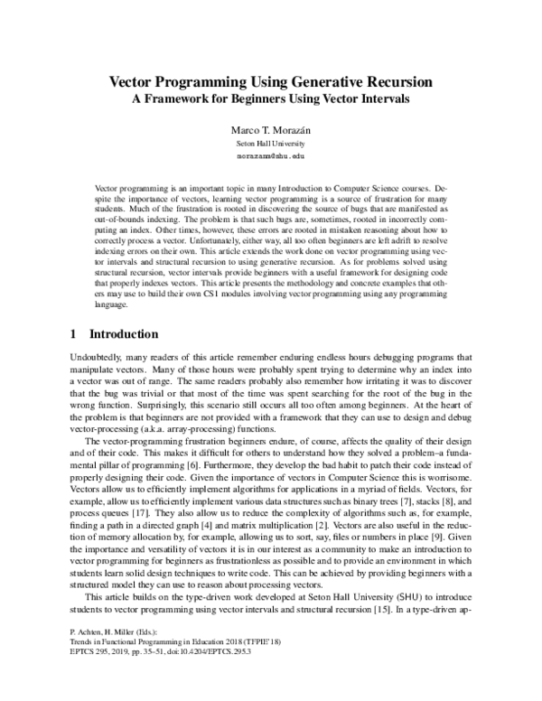(PDF) Vector Programming Using Generative Recursion