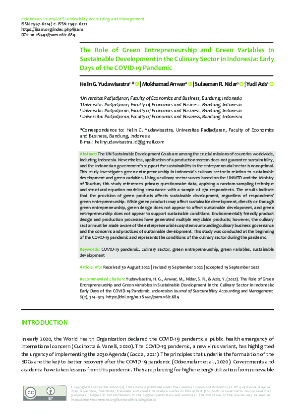 (PDF) The Role of Green Entrepreneurship and Green Variables in ...
