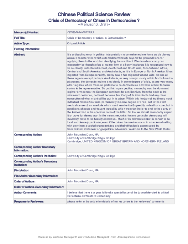 (PDF) Chinese Political Science Review