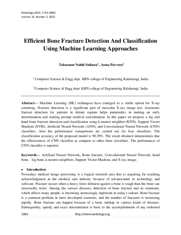 (PDF) Efficient Bone Fracture Detection And Classification Using ...