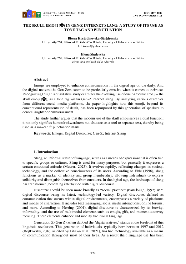 (PDF) THE SKULL EMOJI (💀) IN GEN-Z INTERNET SLANG: A STUDY OF ITS USE ...