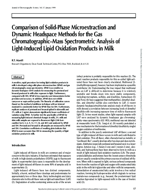 (PDF) Comparison of Solid-Phase Microextraction and Dynamic Headspace Methods for the Gas ...