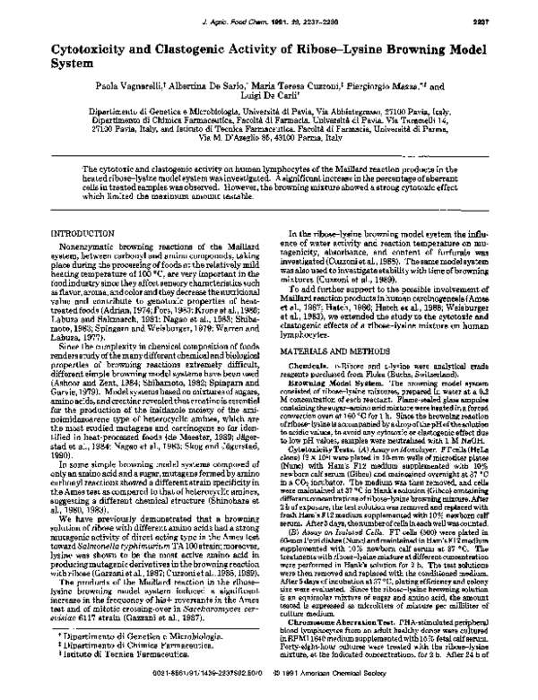 (PDF) Cytotoxicity and clastogenic activity of ribose-lysine browning ...