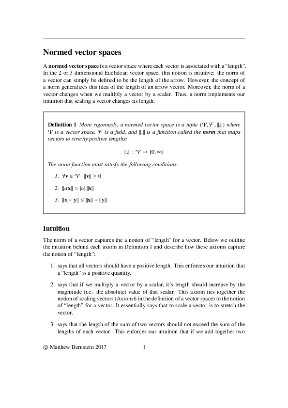 (PDF) Normed Vector Spaces