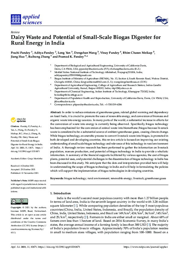 (PDF) Dairy Waste and Potential of Small-Scale Biogas Digester for ...