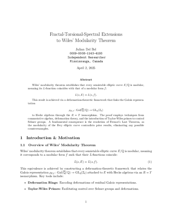 (PDF) Fractal-Torsional-Spectral Extensions to Wiles' Modularity Theorem
