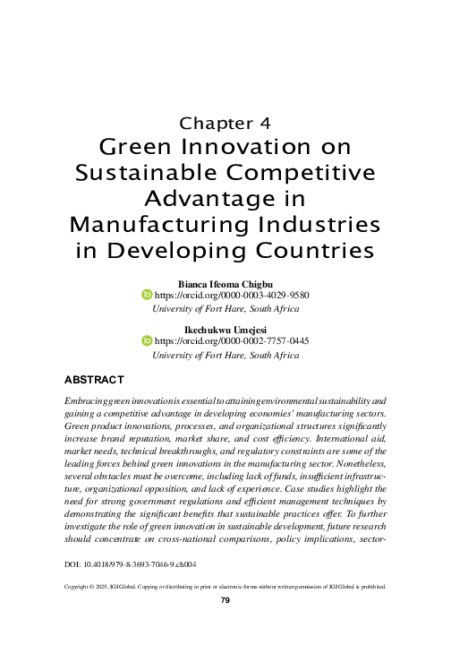 (PDF) Green Innovation on Sustainable Competitive Advantage in ...
