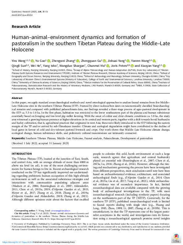 (PDF) Human–animal–environment dynamics and formation of pastoralism in ...