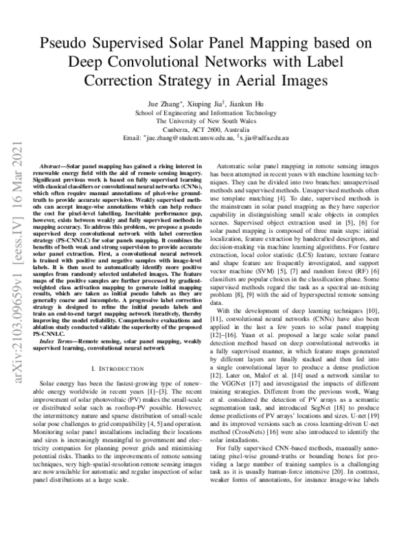 (PDF) Pseudo Supervised Solar Panel Mapping based on Deep Convolutional ...