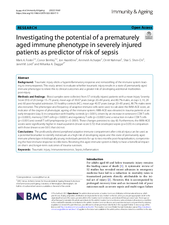 (PDF) Investigating the potential of a prematurely aged immune ...