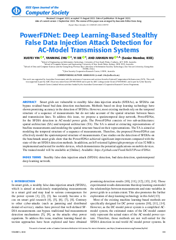 (PDF) PowerFDNet: Deep Learning-Based Stealthy False Data Injection Attack Detection for AC ...