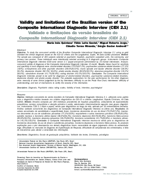 (PDF) Validity and limitations of the Brazilian version of the ...