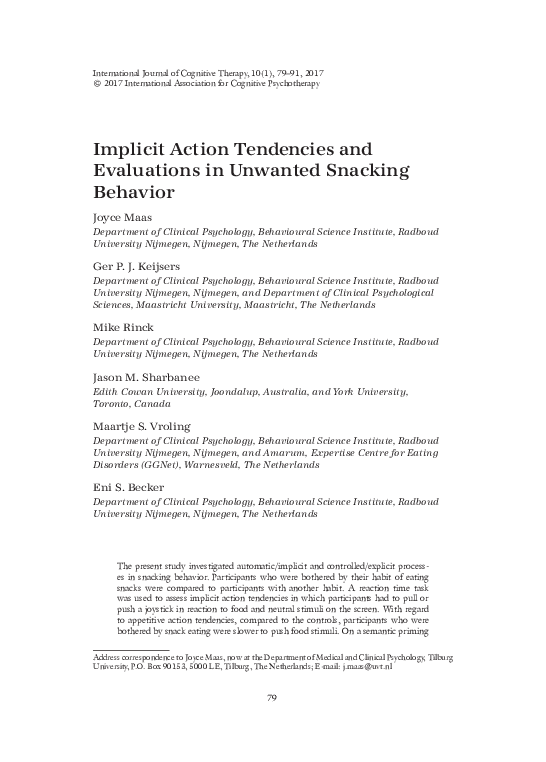 (PDF) Implicit Action Tendencies and Evaluations in Unwanted Snacking ...