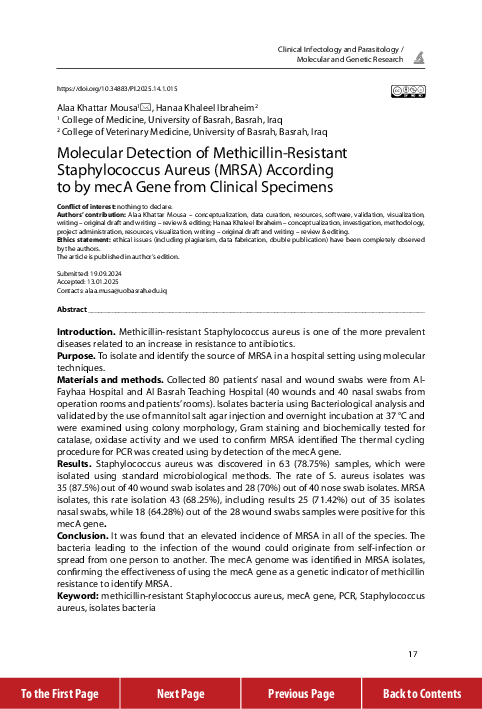 (PDF) Molecular Detection of Methicillin-Resistant Staphylococcus Aureus (MRSA) According to by ...